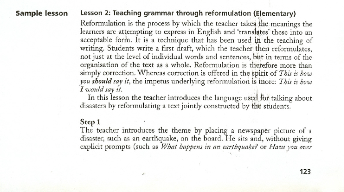 teaching grammar through reformulation in elementary school - Sample ...