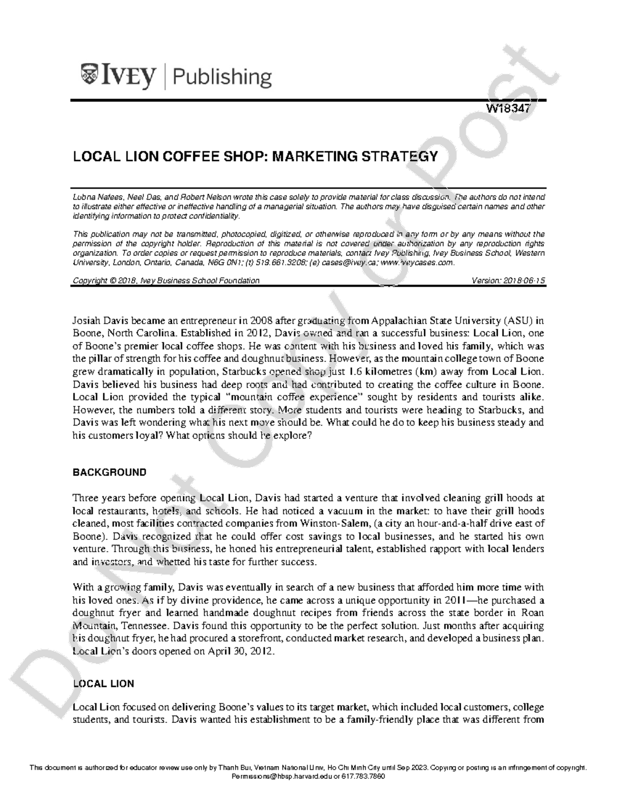 Assignment 1 - Case Study Local Lion - W LOCAL LION COFFEE SHOP ...
