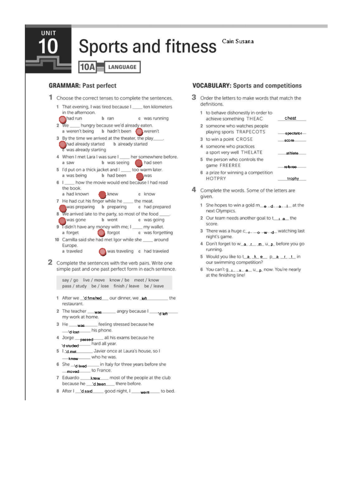 Homework #4 - All about on me - Ingles IV - Cain Susana cheat spectator score athlete referee ...