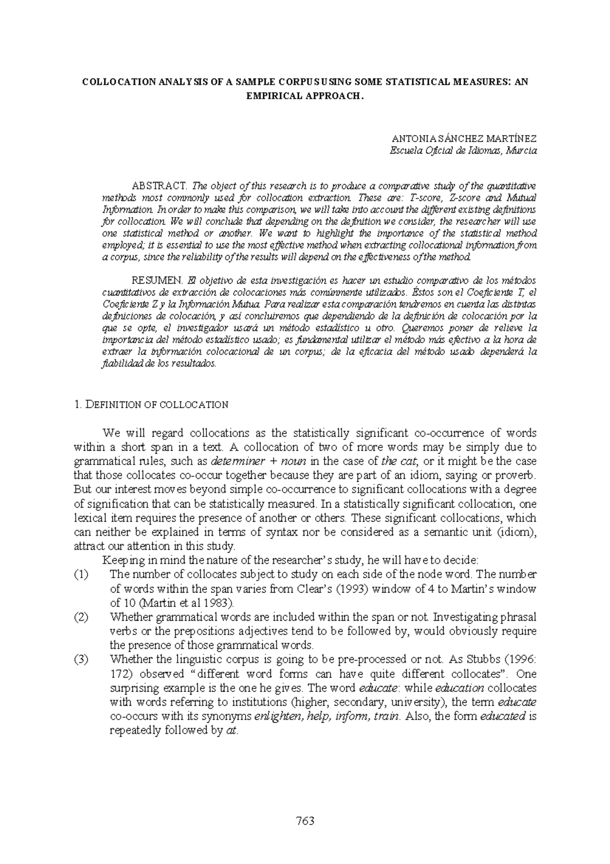 Sanchez 3 - Not mine - COLLOCATION ANALYSIS OF A SAMPLE CORPUS USING ...