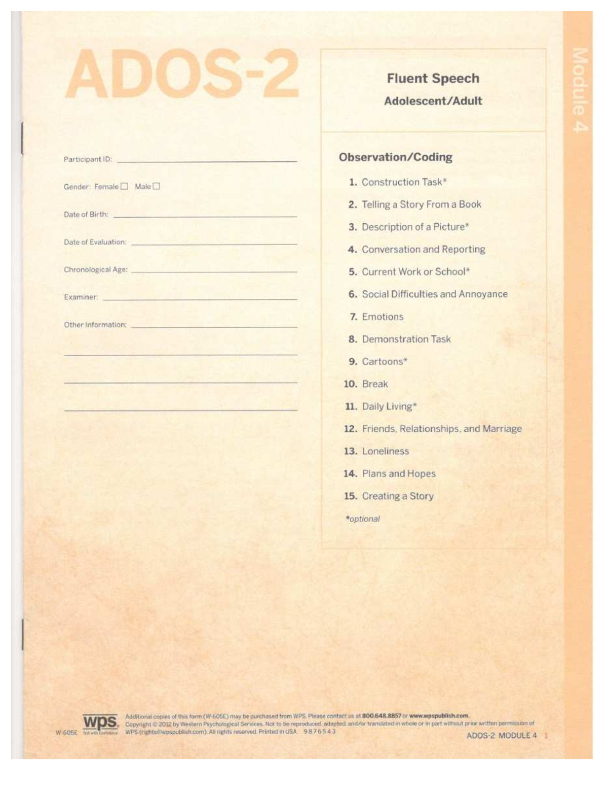 402898783-edoc-site-ados-2-module-4-pdf - Fluent Speech Participant ID: 1. Construction Gender ...