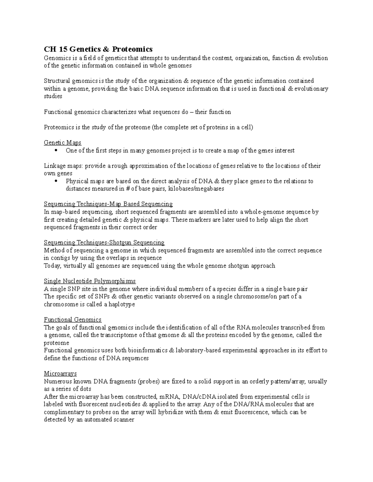 CH 15 Genetics - Professor Matthew Tye - CH 15 Genetics & Proteomics ...