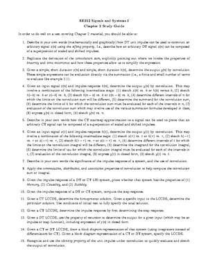 Chapter 1 - Summary Signals & Systems I - EE312 Signals and Systems I ...