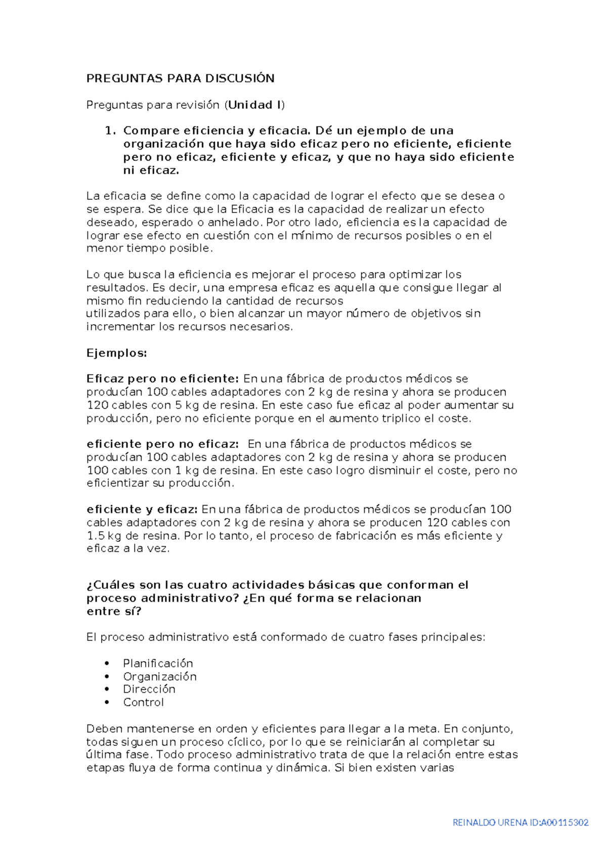 Administracion I - PREGUNTAS PARA DISCUSIÓN Preguntas para revisión ...