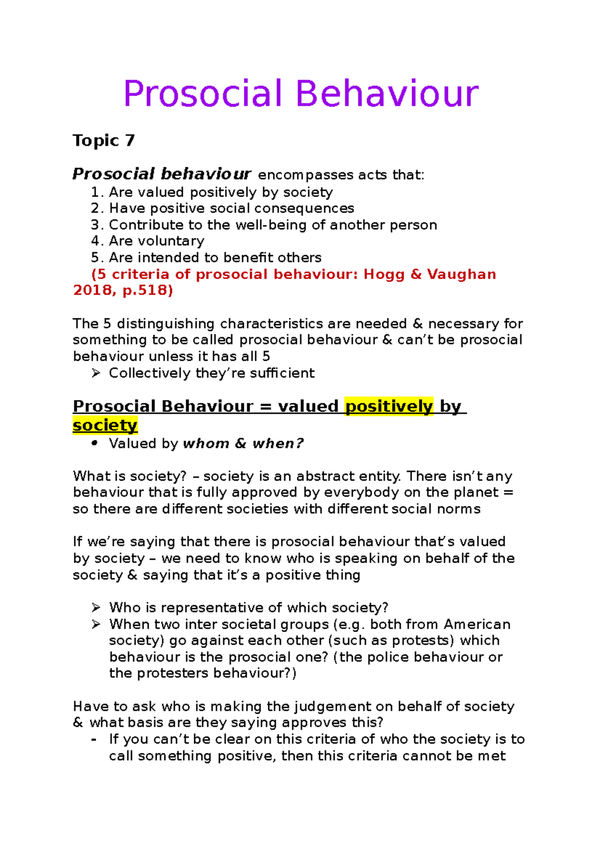 Prosocial Behaviour - Lecture notes 7 - Prosocial Behaviour Topic 7 ...