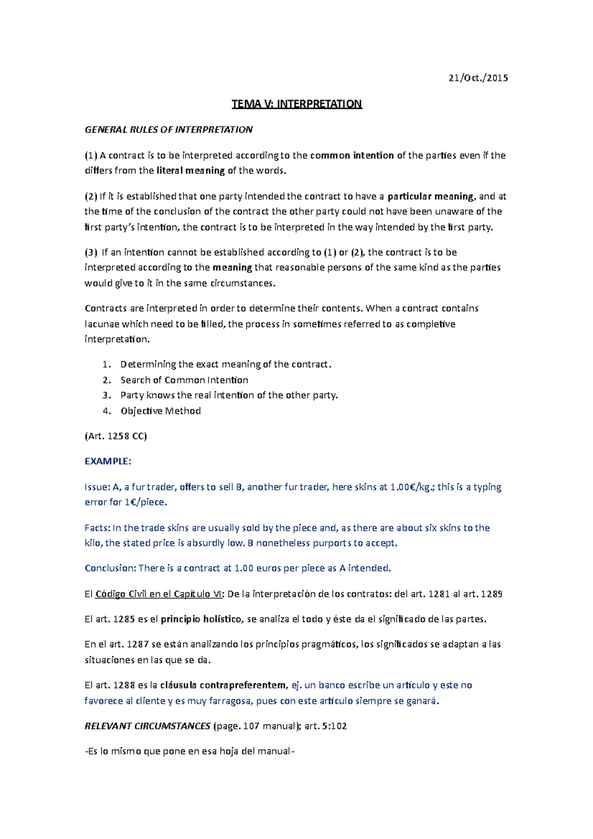 TEMA 5. Interpretacion - 21/Oct./ TEMA V: INTERPRETATION GENERAL RULES ...