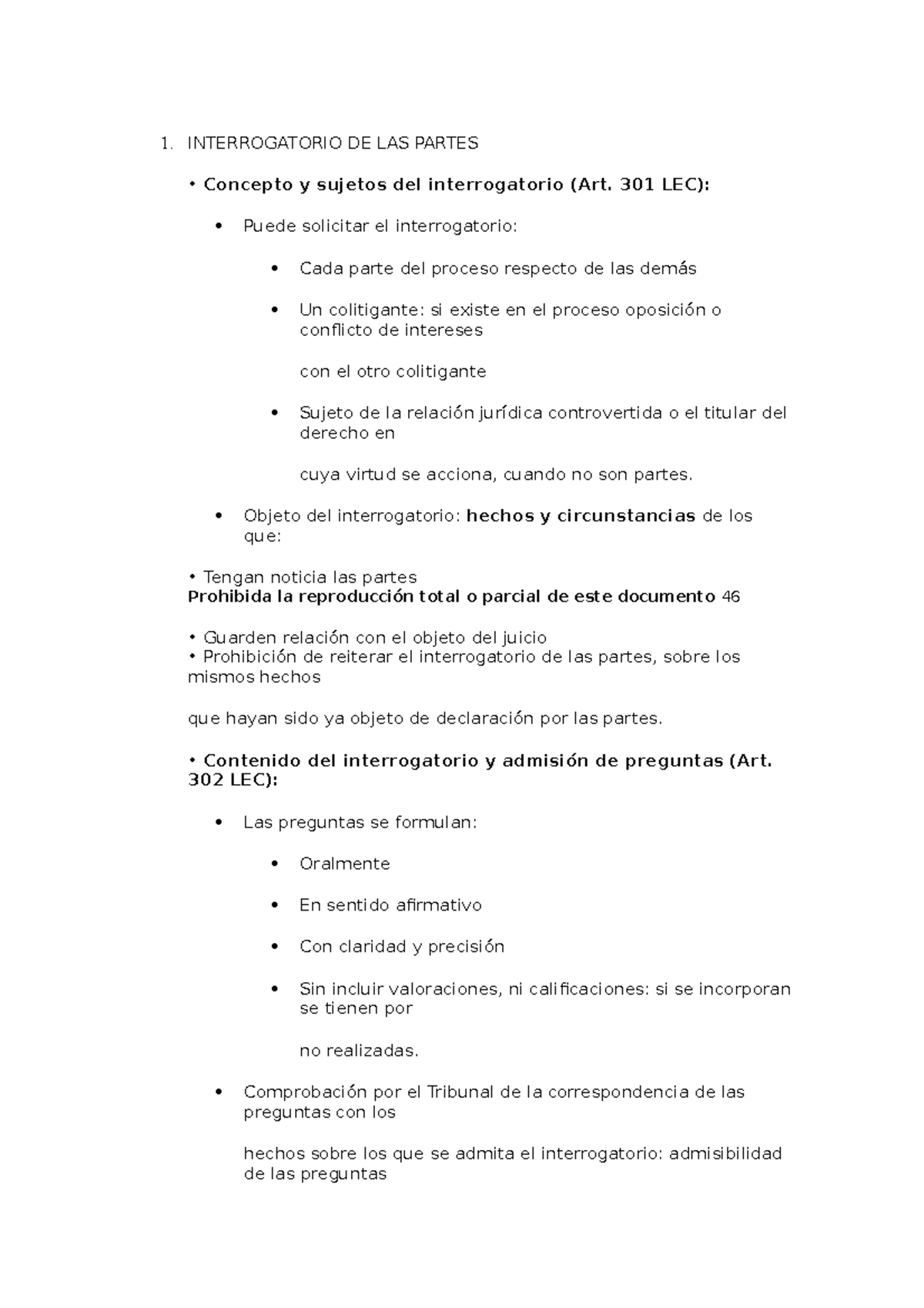 Interrogatorio DE LAS Partes - 1. INTERROGATORIO DE LAS PARTES Concepto ...