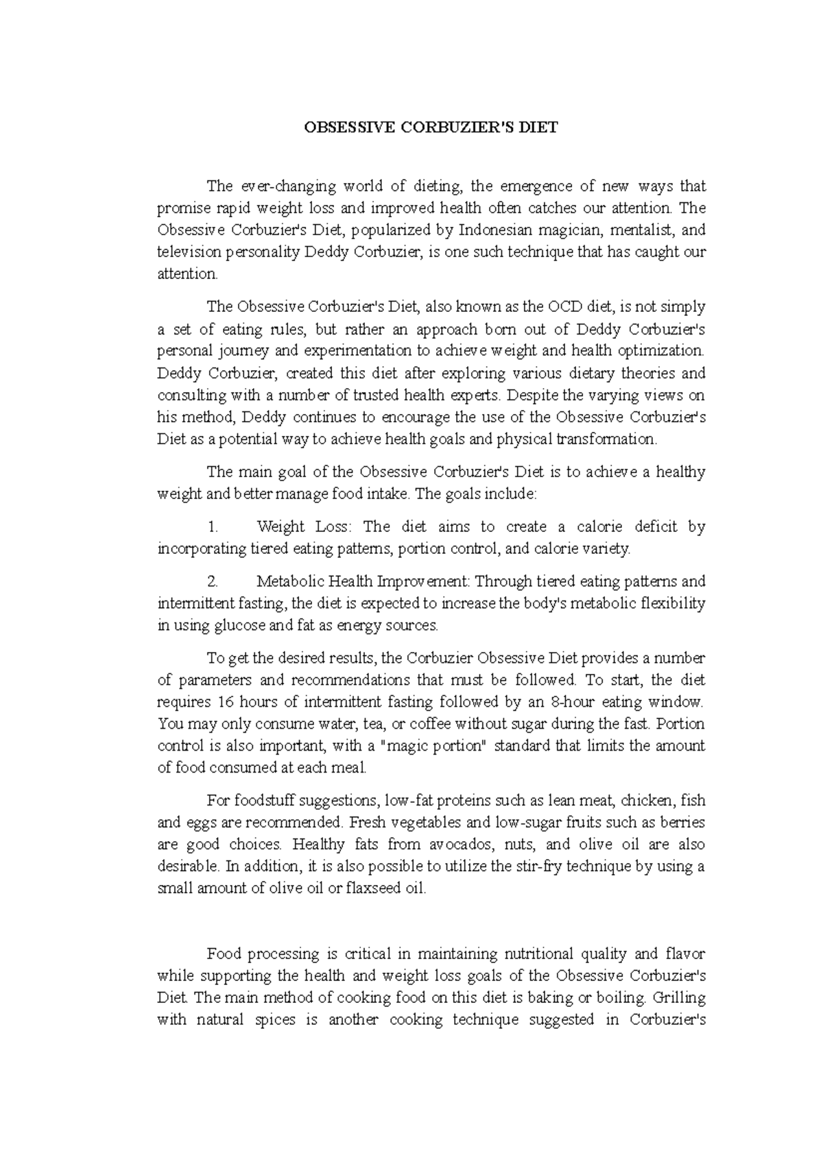 OCD - ocd english - OBSESSIVE CORBUZIER'S DIET The ever-changing world ...