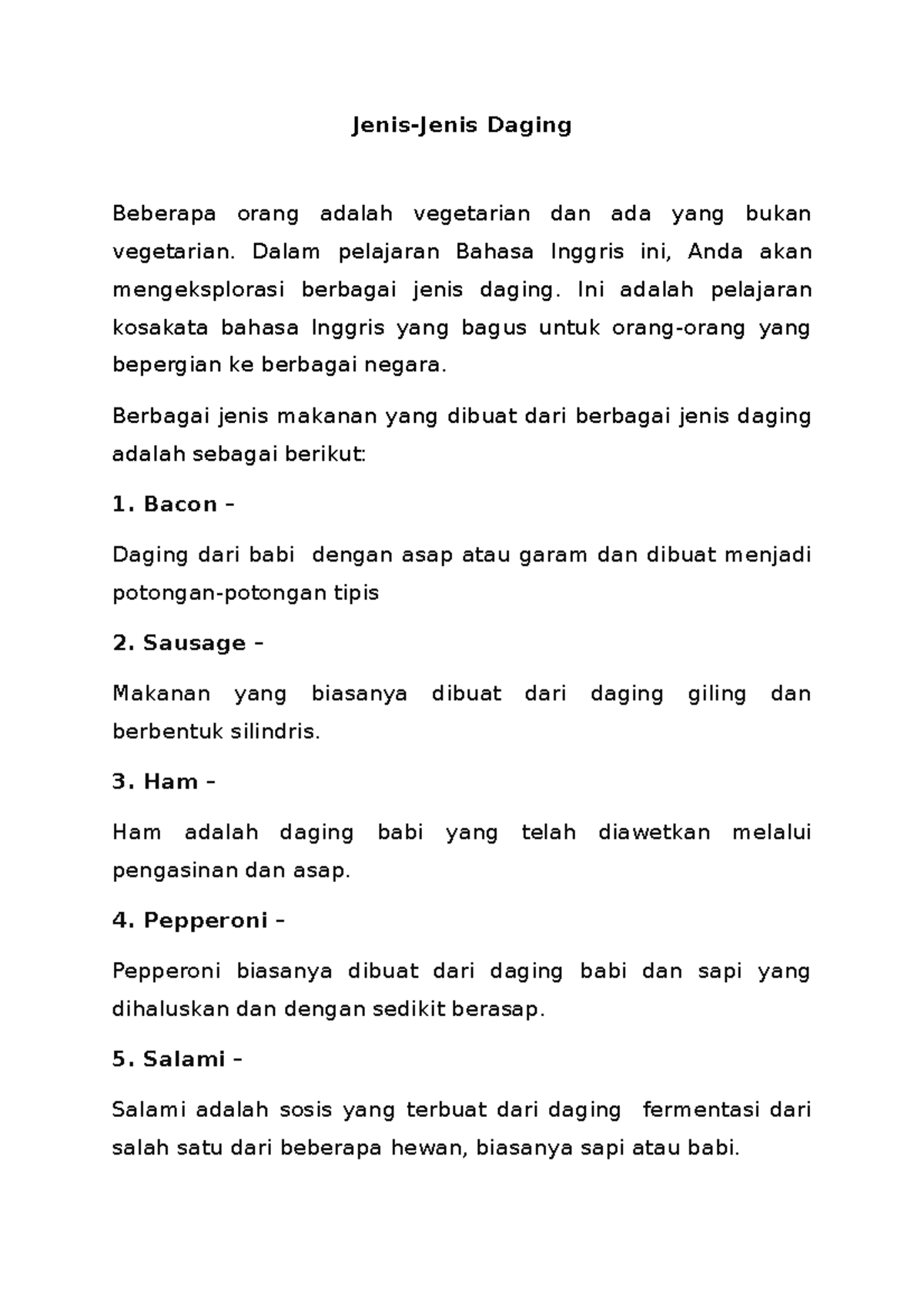 Jenis-Jenis Daging - Other - Jenis-Jenis Daging Beberapa orang adalah ...