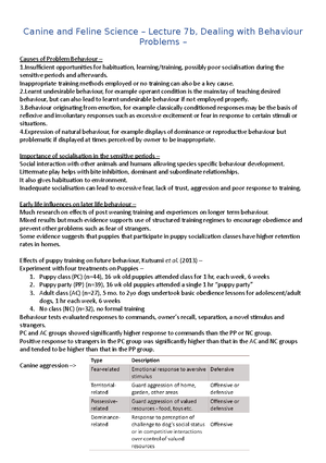 Canine and Feline Science Lecture 10 - Canine and Feline Science ...