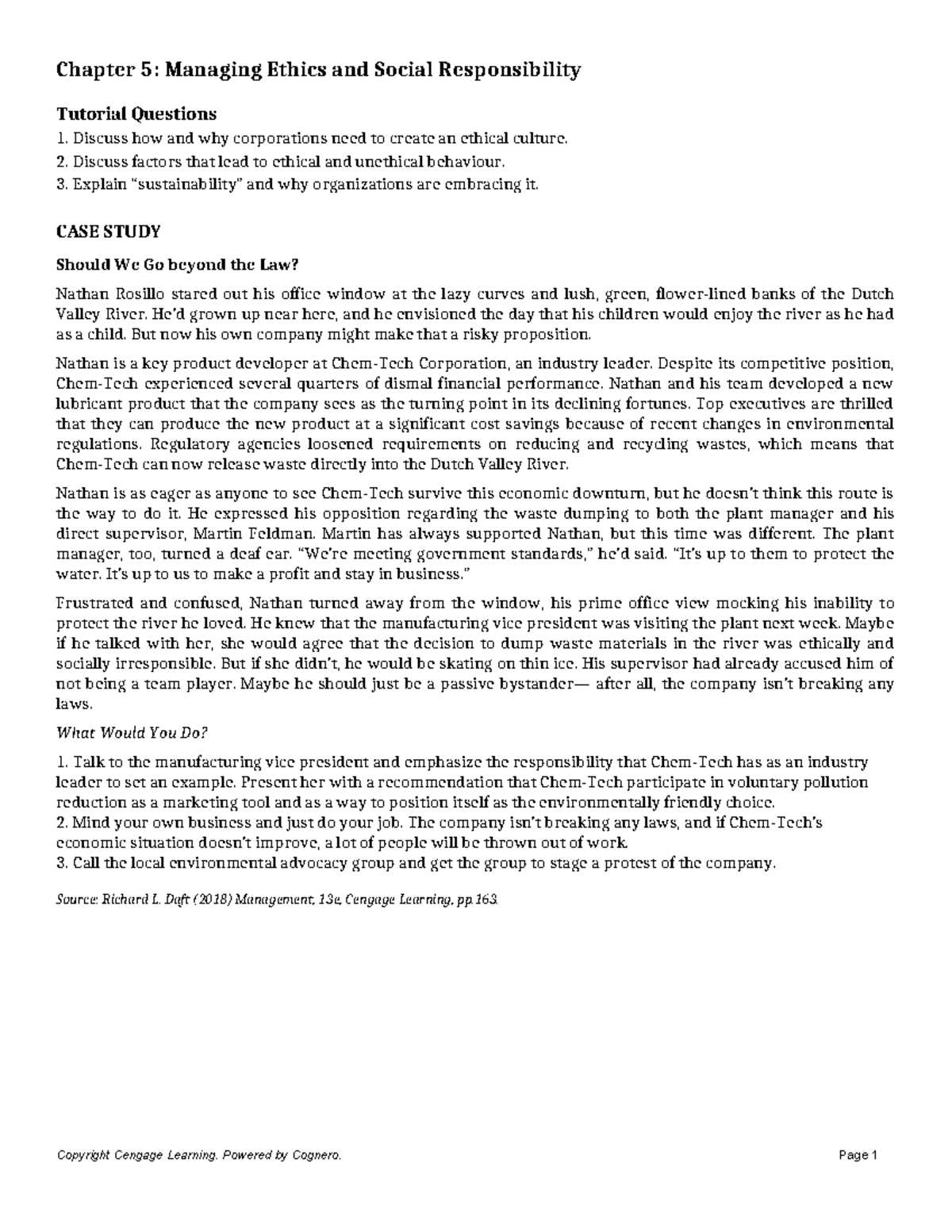 Chap5 Group Discussion - Chapter 5: Managing Ethics and Social ...