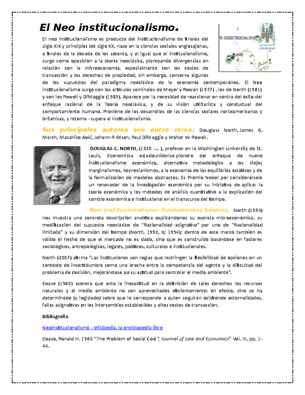 El neo institucionalismo - El neo institucionalismo es producto del ...