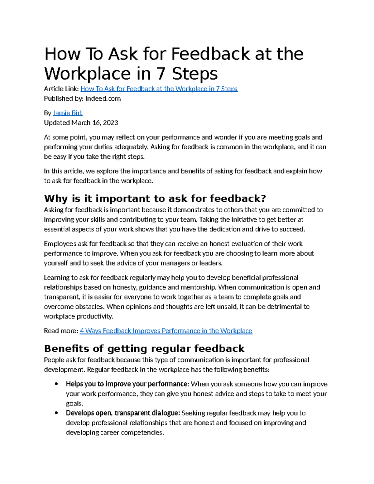 How To Ask for Feedback at the Workplace in 7 Steps - Asking for ...