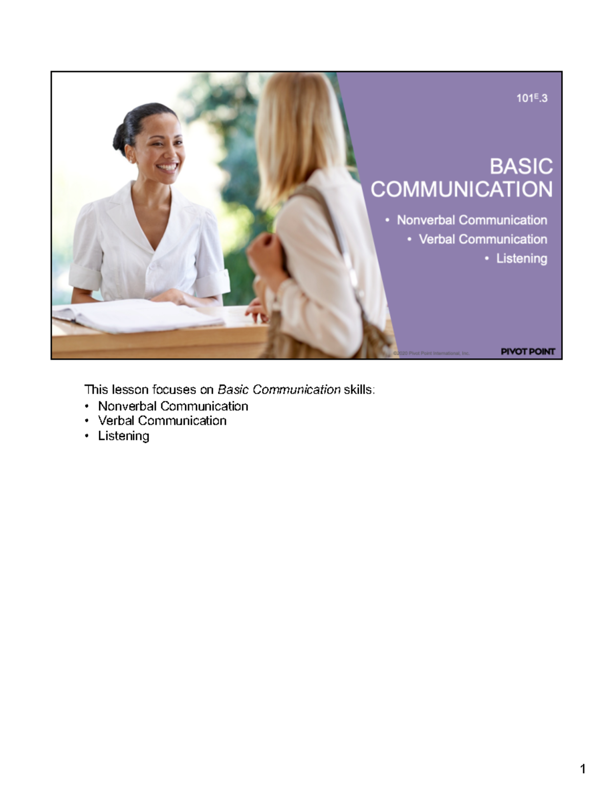 101E 03 Study Slides - This lesson focuses on Basic Communication ...