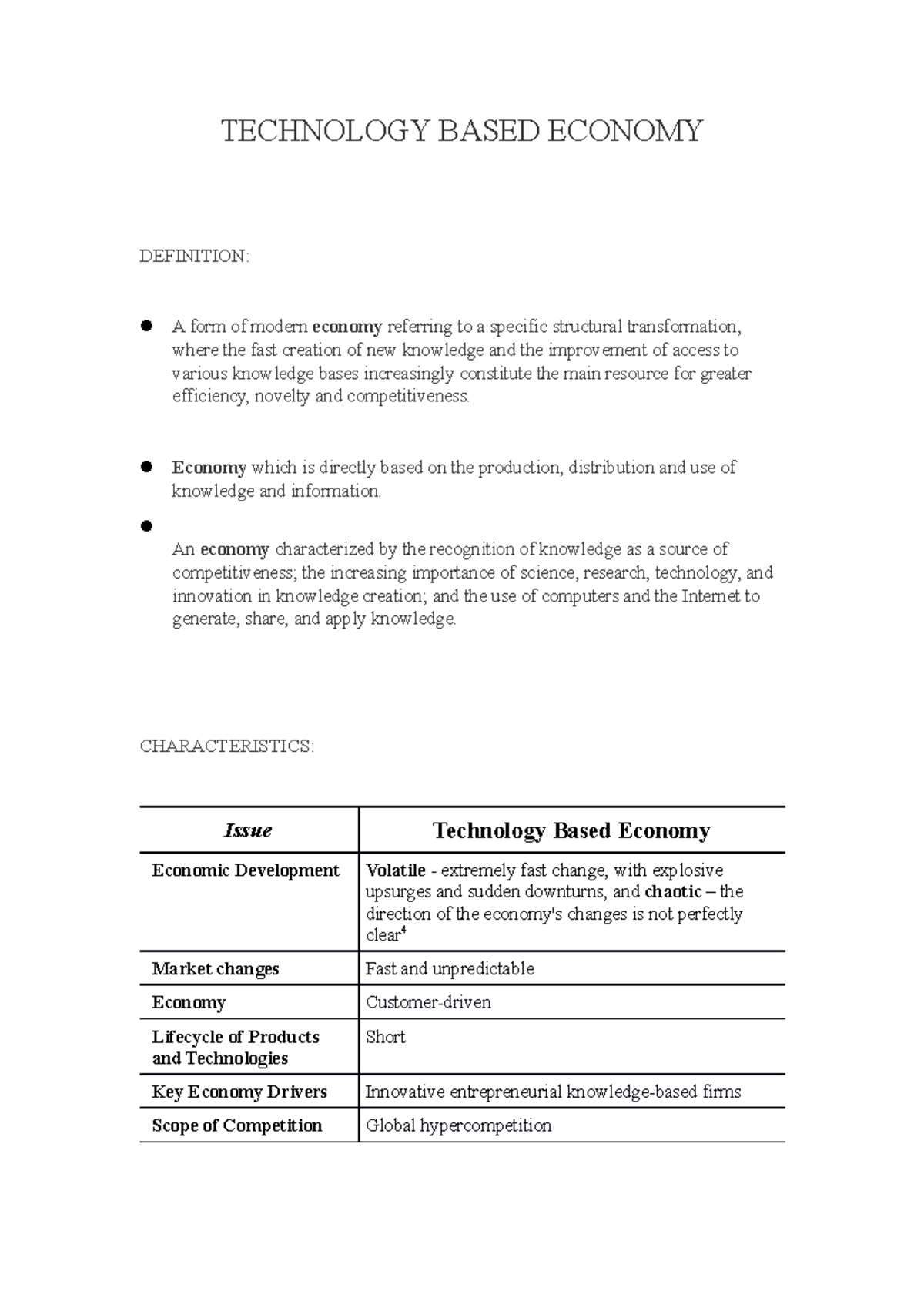 Technology-based-economy - TECHNOLOGY BASED ECONOMY DEFINITION: A form ...