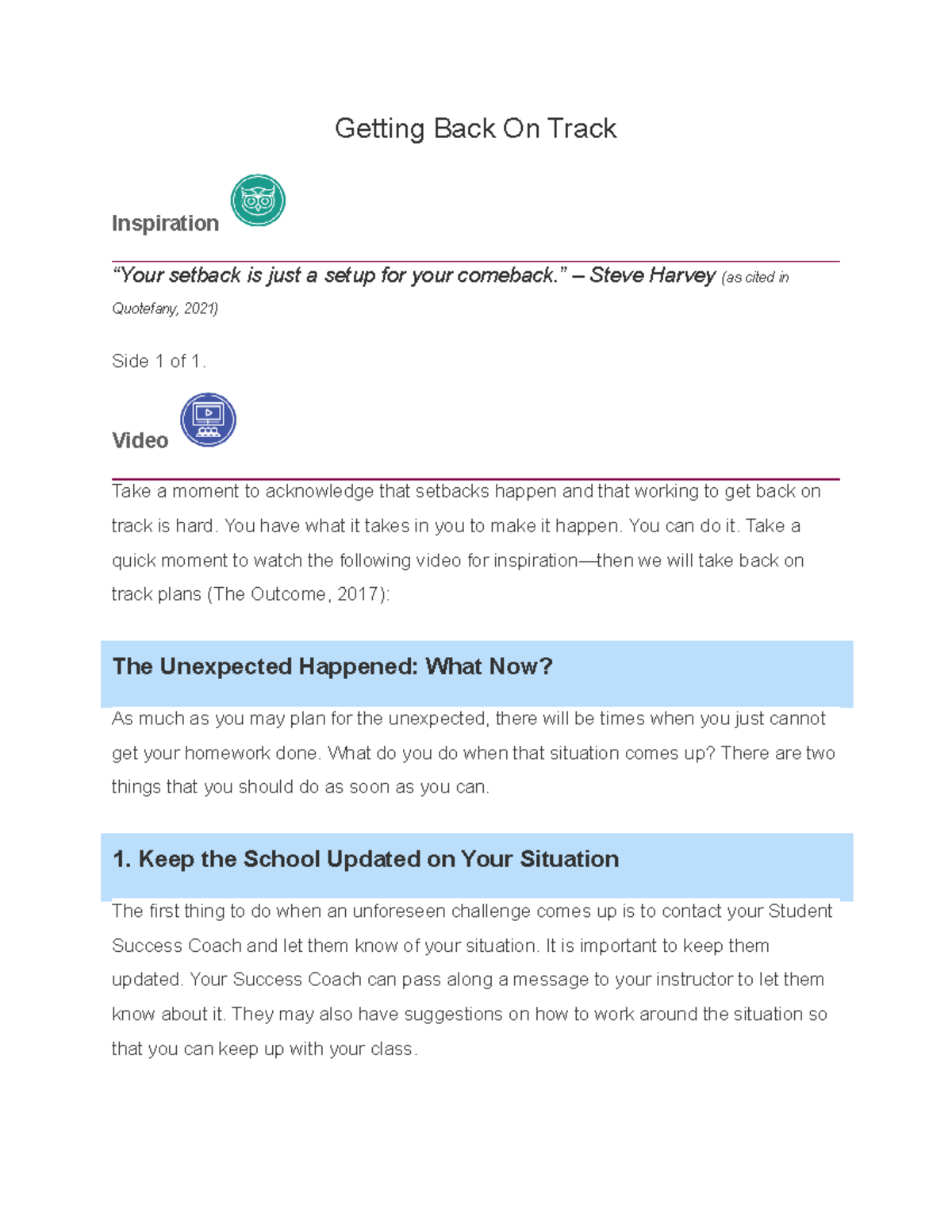 Unit 4 getting back on track - Getting Back On Track Inspiration “Your ...