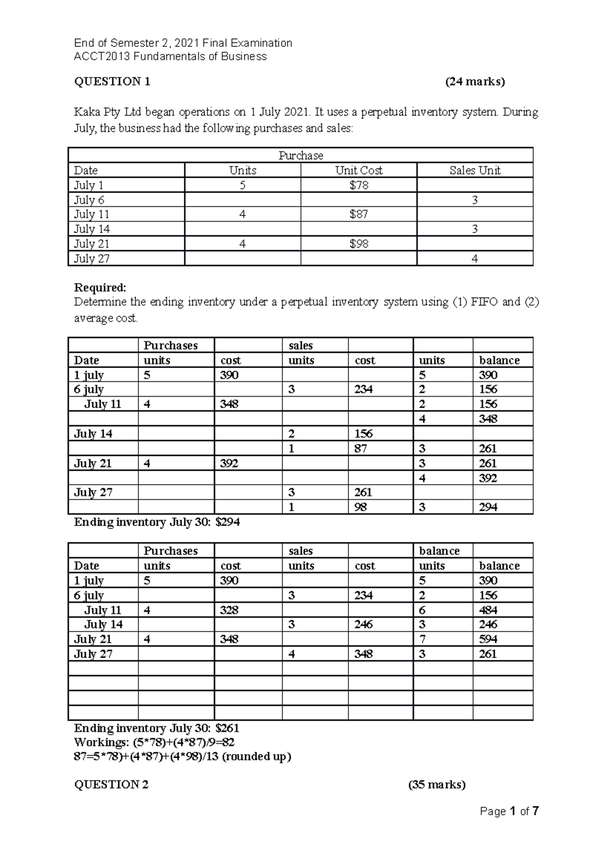 ACCT2013 Final Exam Sem 2 2021 STD-JC - ACCT2013 Fundamentals of ...