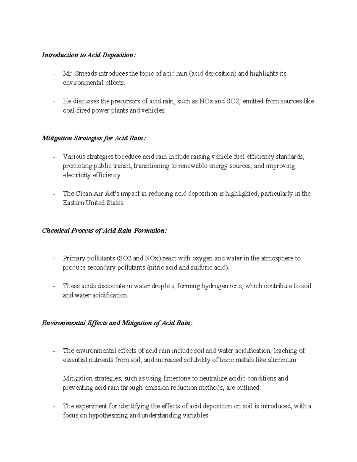 Acid Rain Notes - Introduction to Acid Deposition: - Mr. Smeads ...