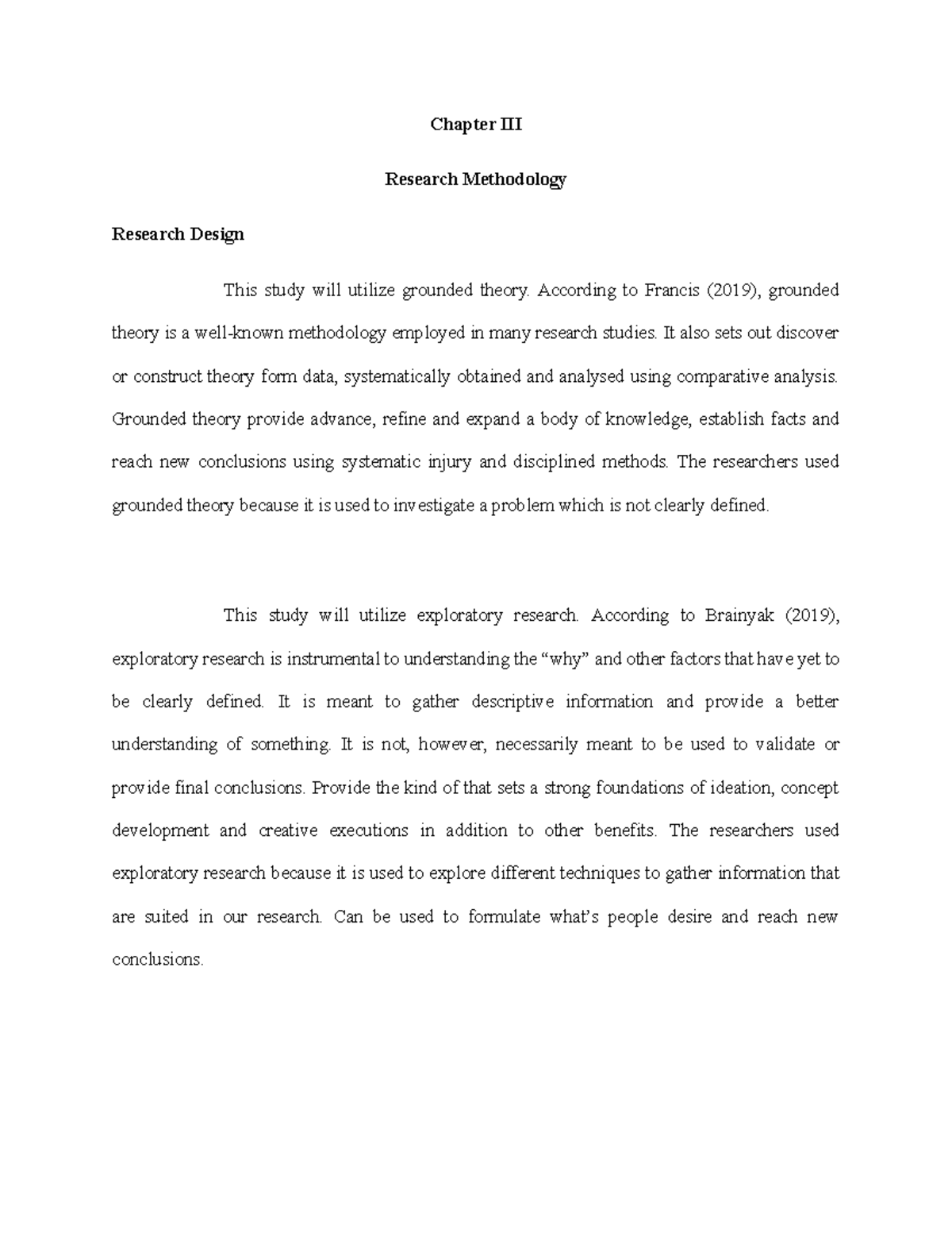 Chapter 3 - N/A - Chapter III Research Methodology Research Design This ...