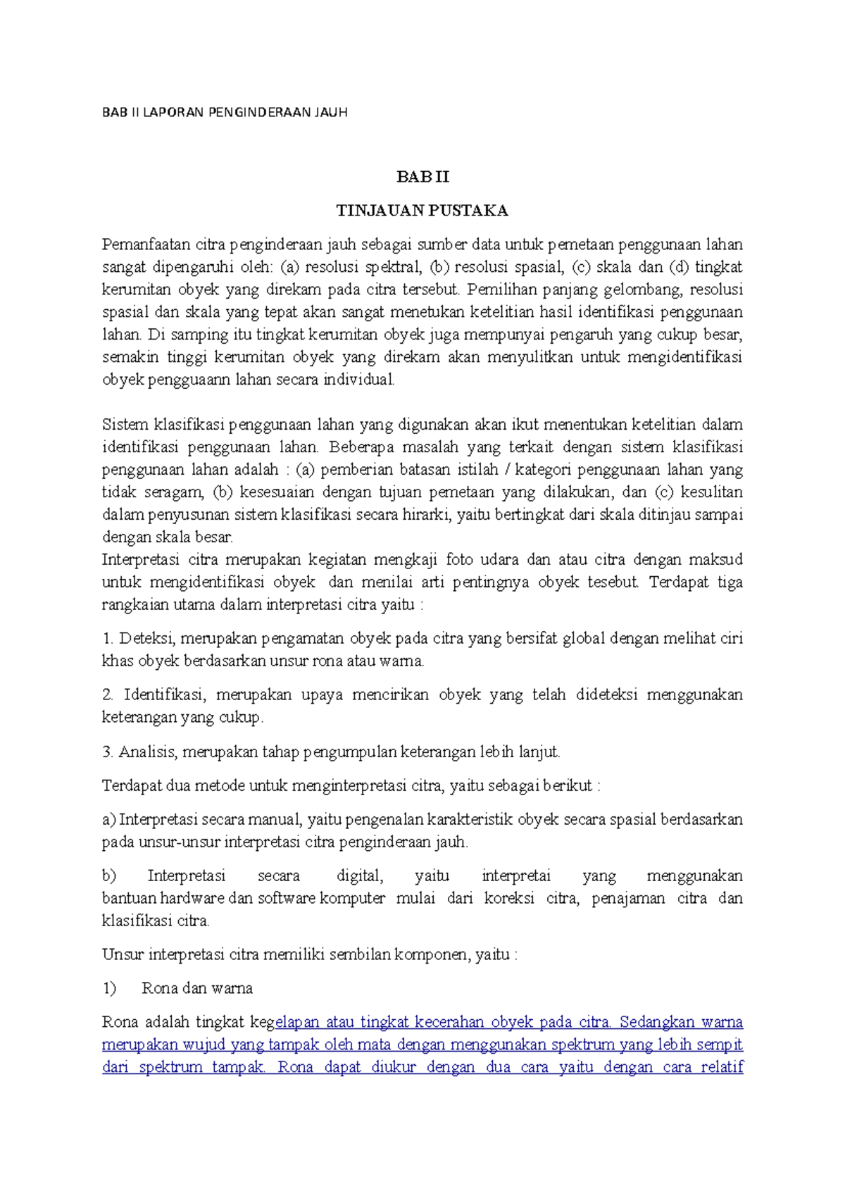 BAB II Laporan Penginderaan JAUH - BAB II LAPORAN PENGINDERAAN JAUH BAB ...