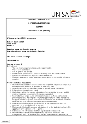 Unisa - University of South Africa - Studocu