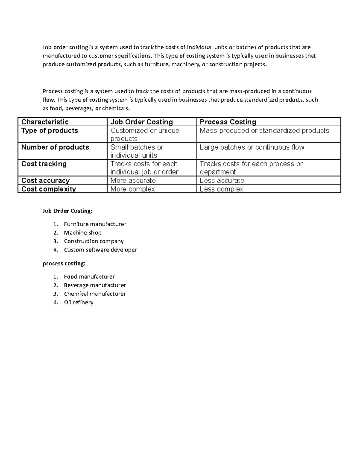 Cost Accounting - Brief notes - Job order costing is a system used to ...