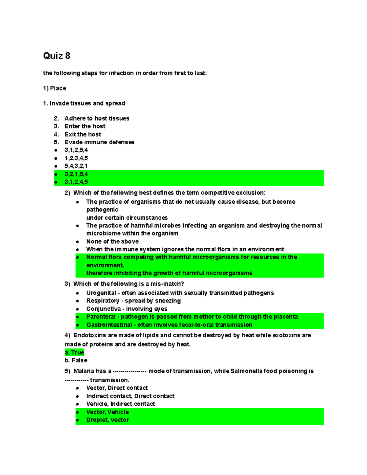 Quiz 8-246 - Study material - Quiz 8 the following steps for infection ...