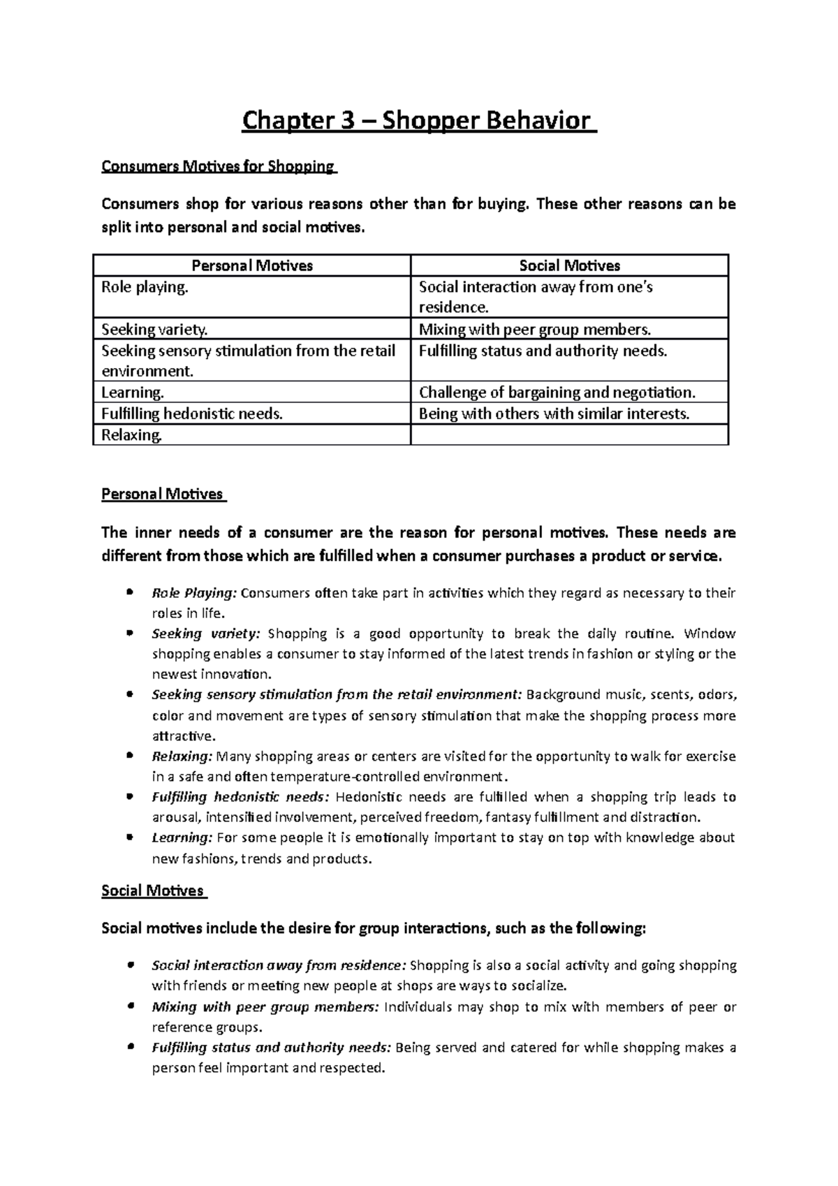 Chapter 3 - Shopper Behavior - Chapter 3 – Shopper Behavior Consumers ...