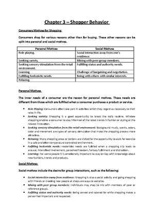 Chapter 1 - The Role of Retailing Notes - Chapter 1 – The Role of ...