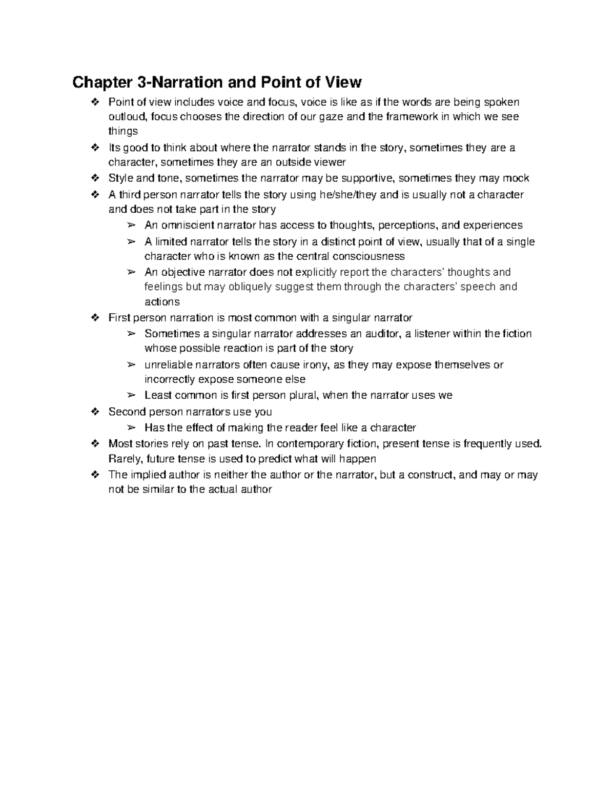 Engl lesson 7 - Chapter 3-Narration and Point of View Point of view ...