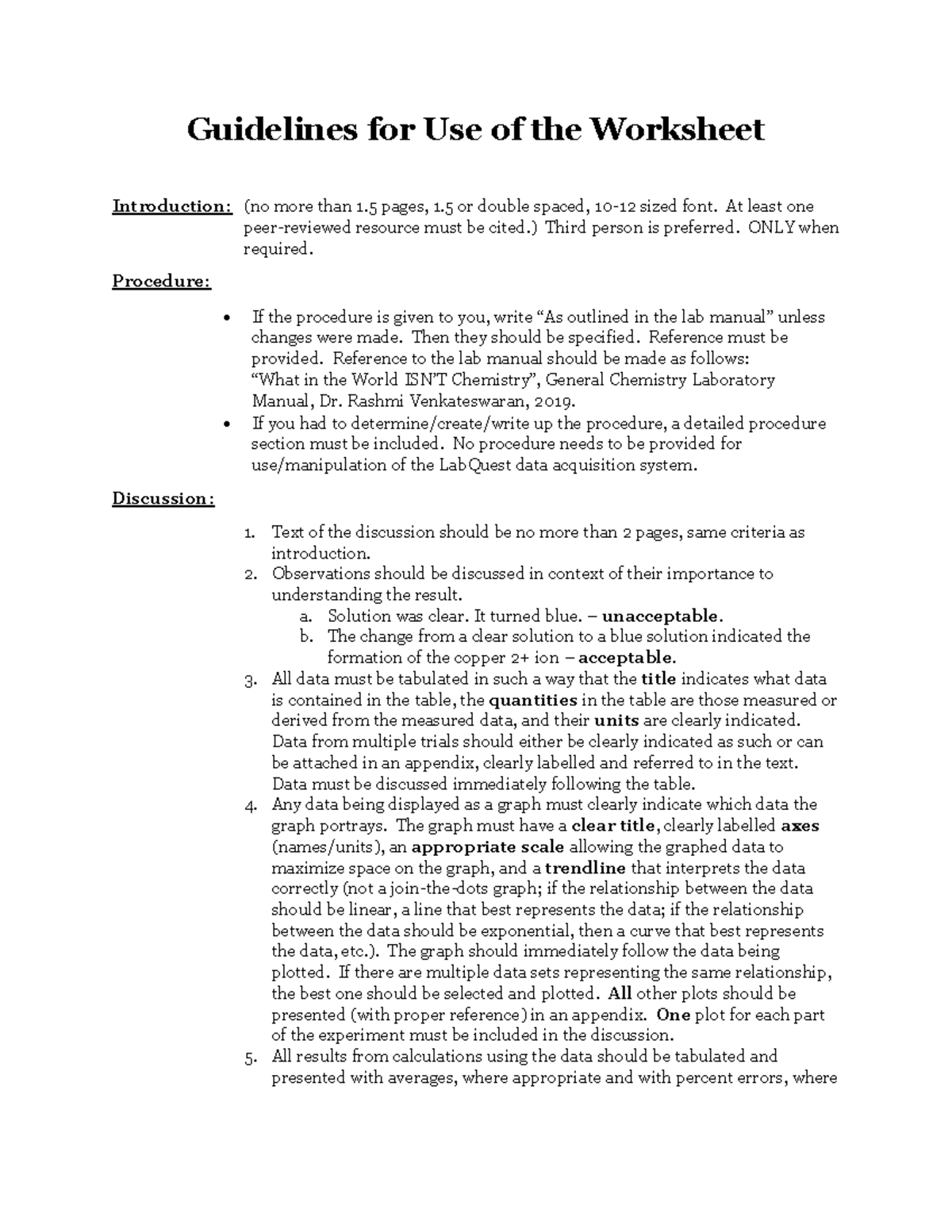 Guidelines for worksheet - Guidelines for Use of the Worksheet ...