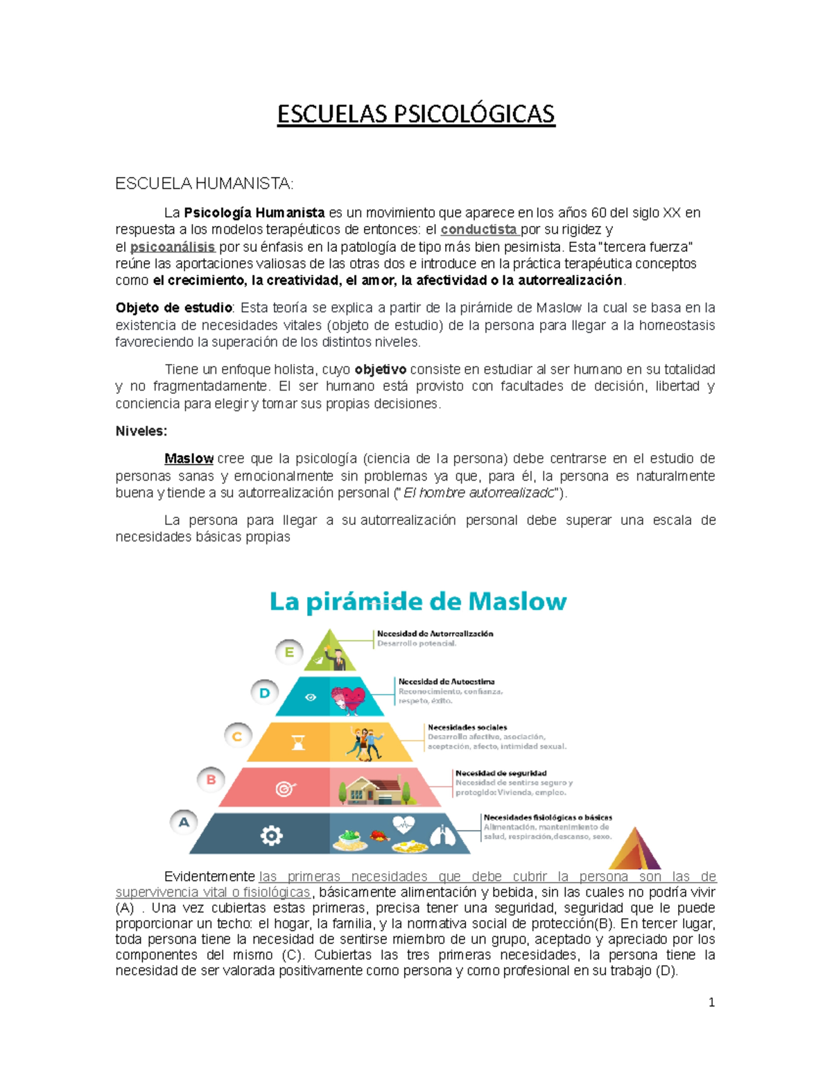 Escuelas Psicológicas - ESCUELAS PSICOLÓGICAS ESCUELA HUMANISTA: La ...