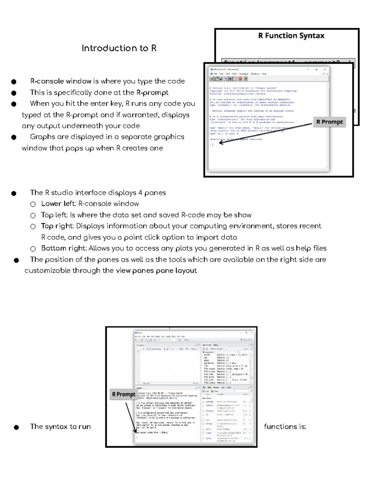 R-Lecture 1 - Introduction to R R-console window is where you type the ...