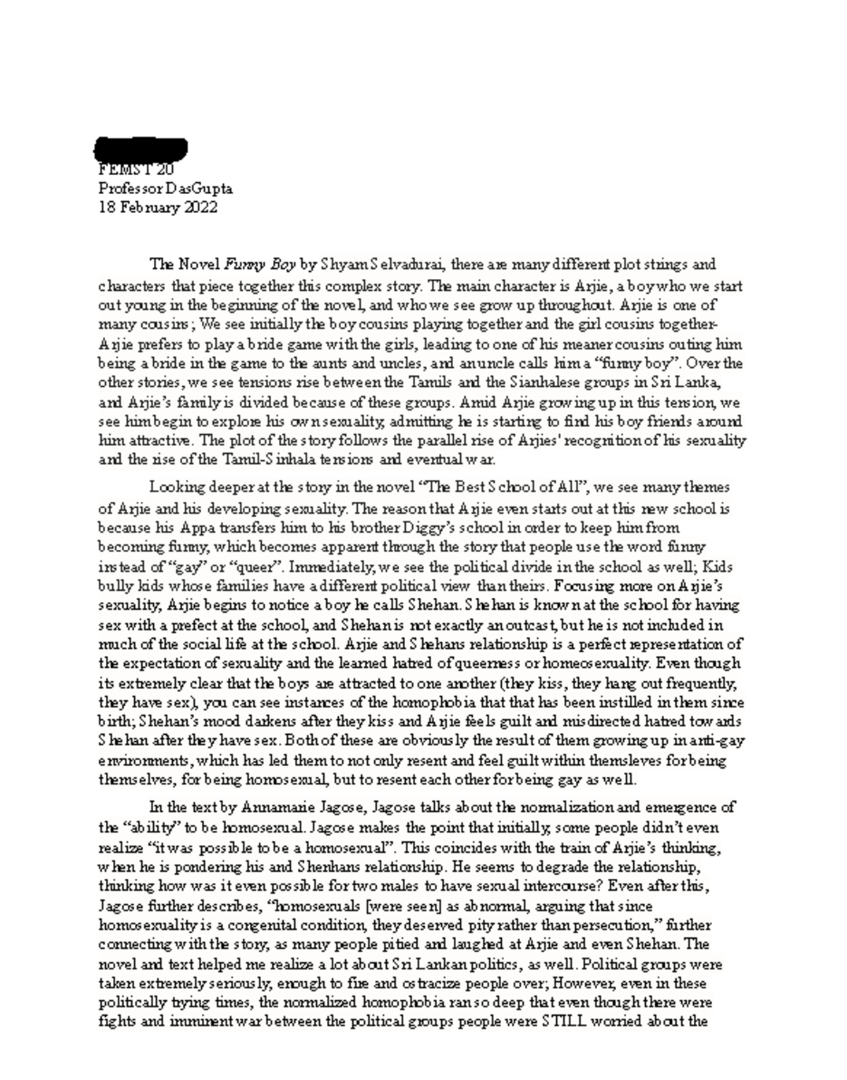 Fem St 20 Book Review - Professor Dasgupta - Ava Ameter FEMST 20 ...