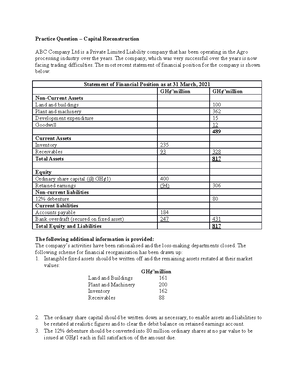 Practice Question Business Valuation - Practice Question – Business ...