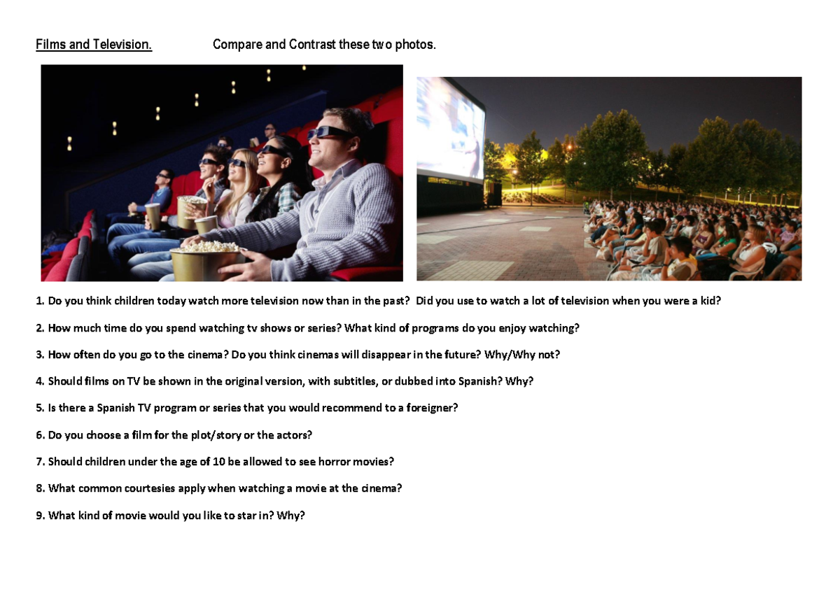 New Films and Television Topic Photos and Discussion Questions - Films ...
