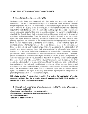 Notes on socio-economic rights - NOTES ON SOCIO-ECONOMIC RIGHTS ...