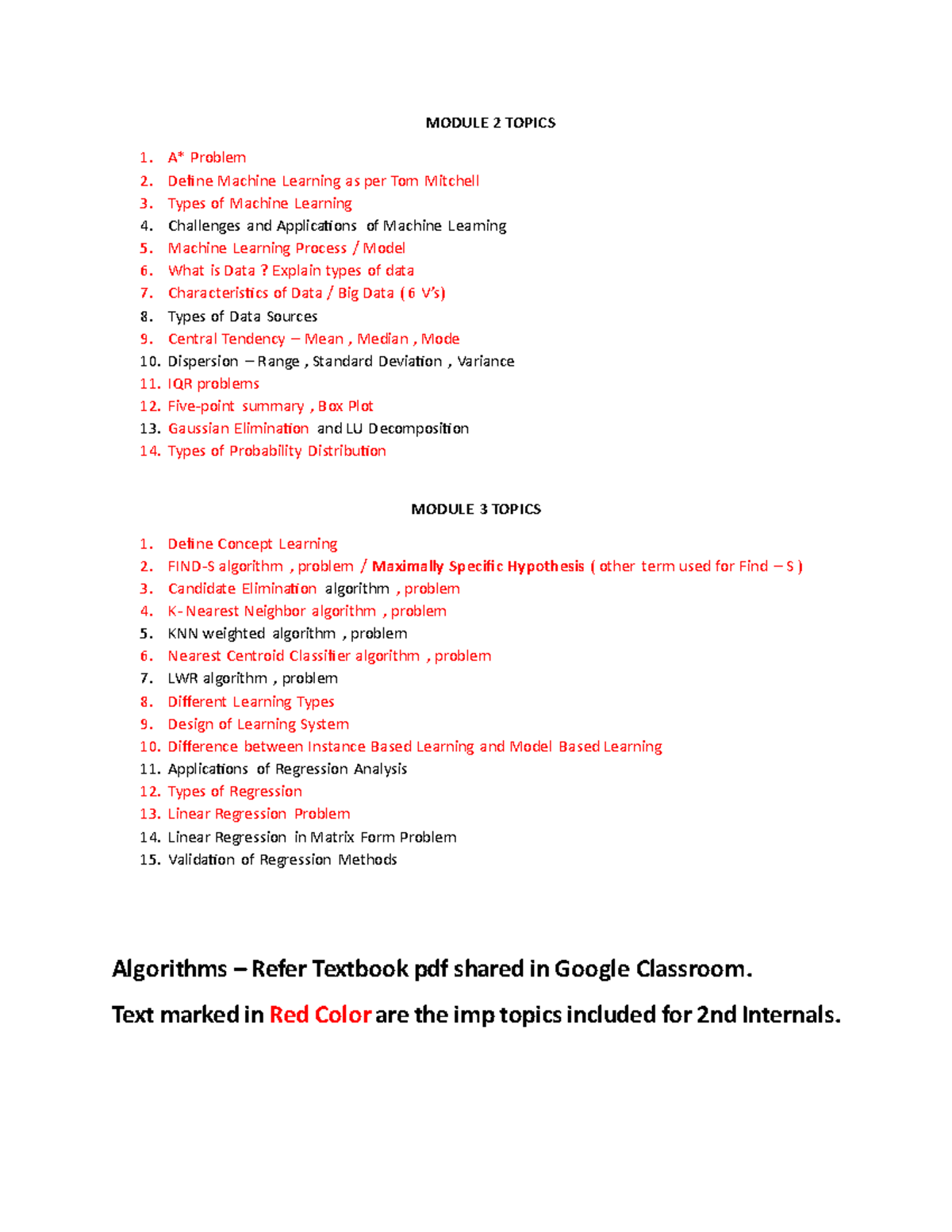 Question Bank Module 2 and Module 3 - MODULE 2 TOPICS 1. A* Problem 2 ...