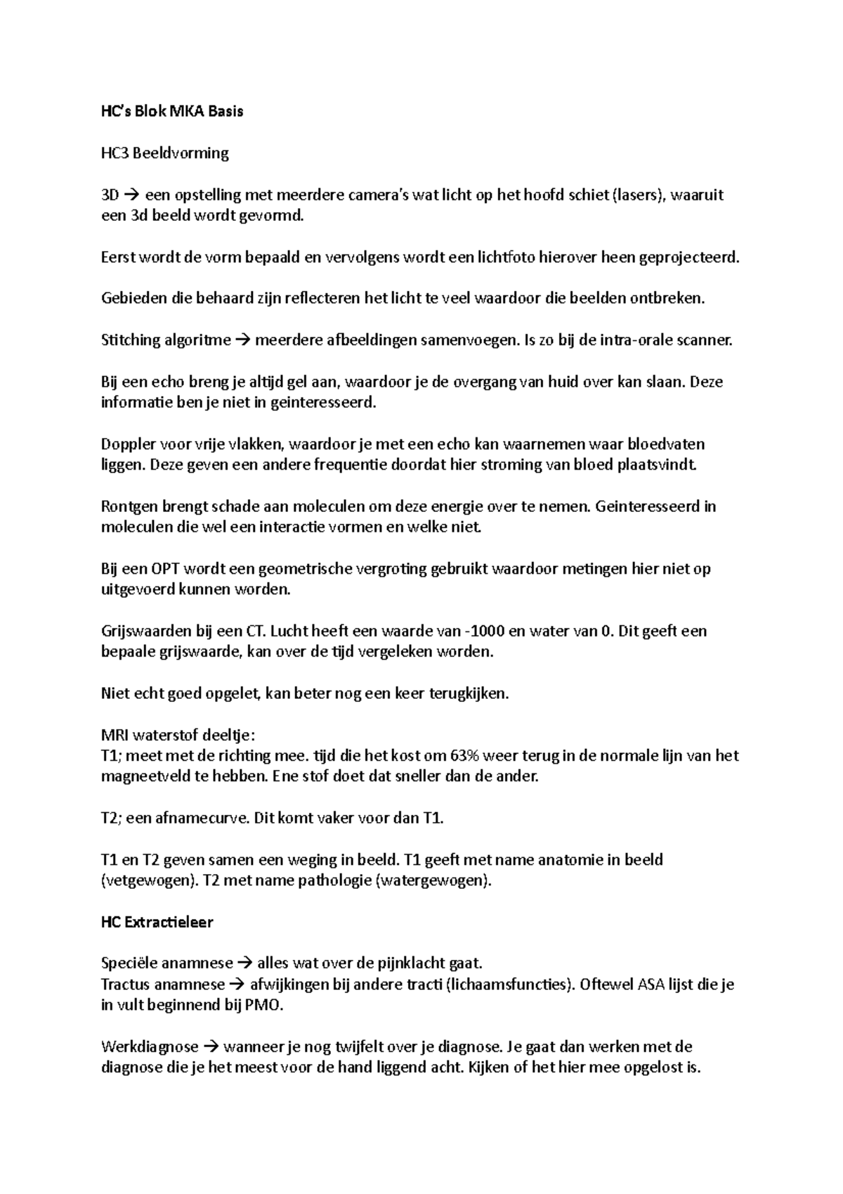 HC's MKA basis - HC’s Blok MKA Basis HC3 Beeldvorming 3D een opstelling ...