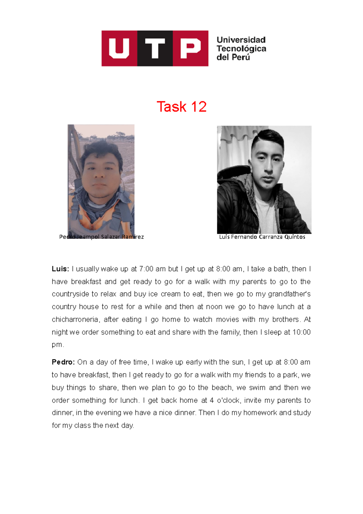 TASK 12 - tarea 12 - Task 12 Pedro Jeampol Salazar Ramírez Luis Fernando Carranza Quintos Luis ...