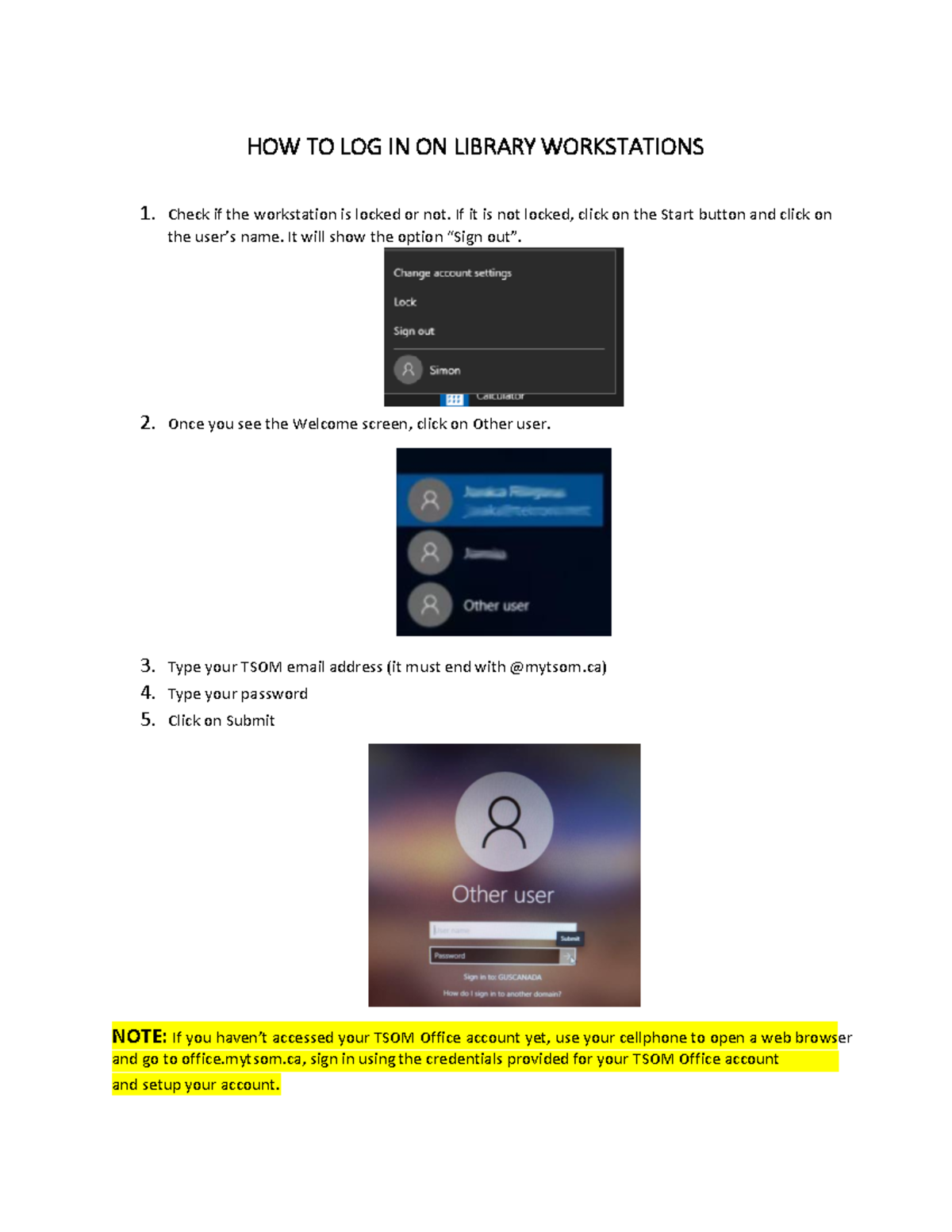 NCT - How to log on to library computers - HOW TO LOG IN ON LIBRARY ...