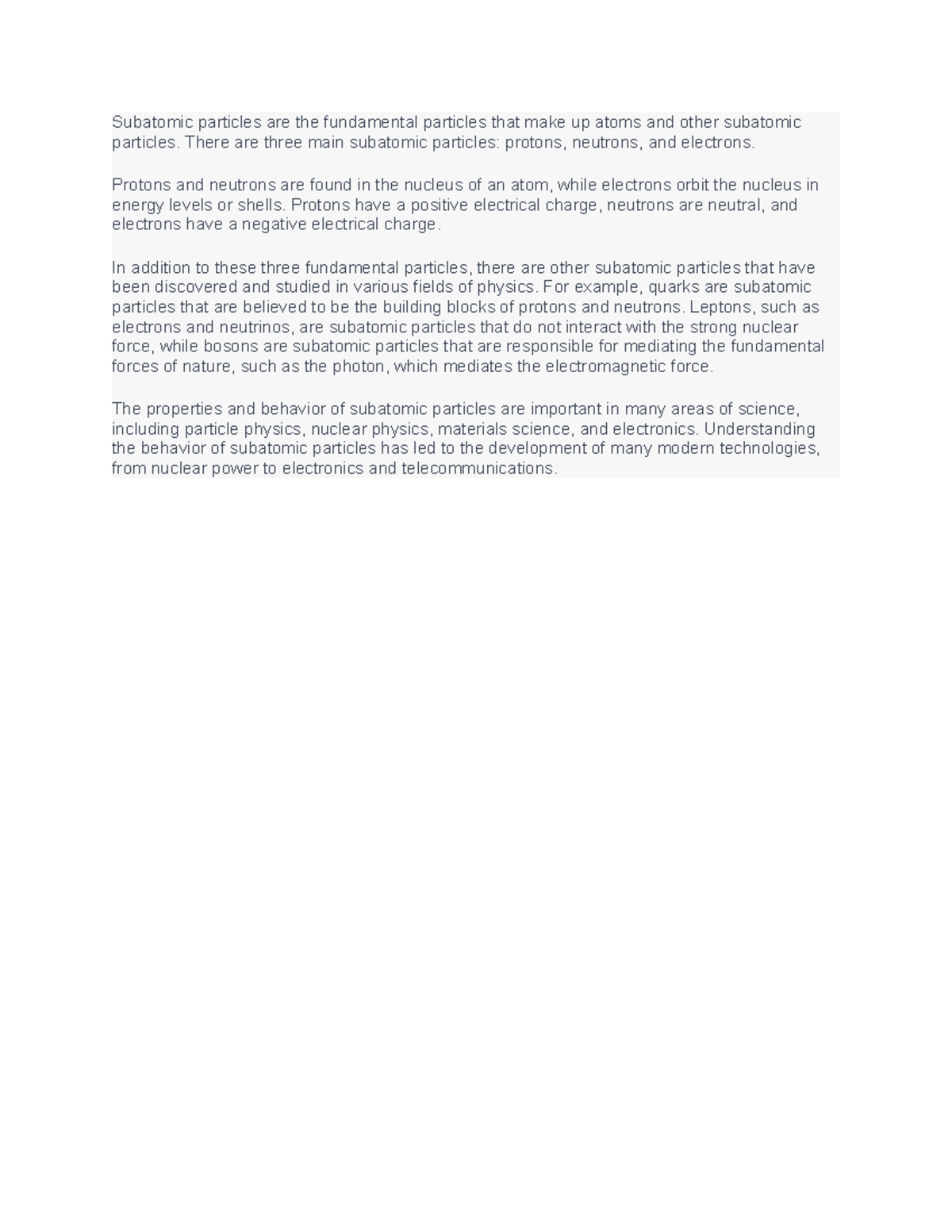 Atom5 - Notes - Subatomic particles are the fundamental particles that ...