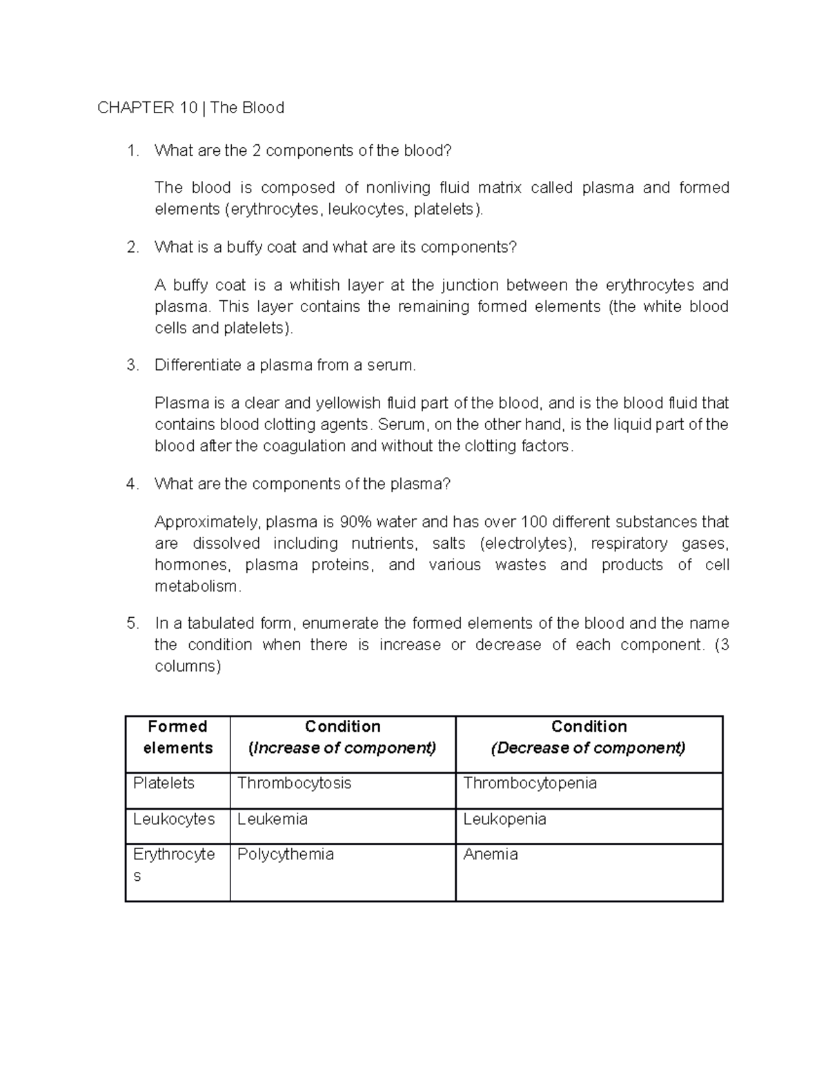 The blood old assignment - CHAPTER 10 | The Blood What are the 2 ...