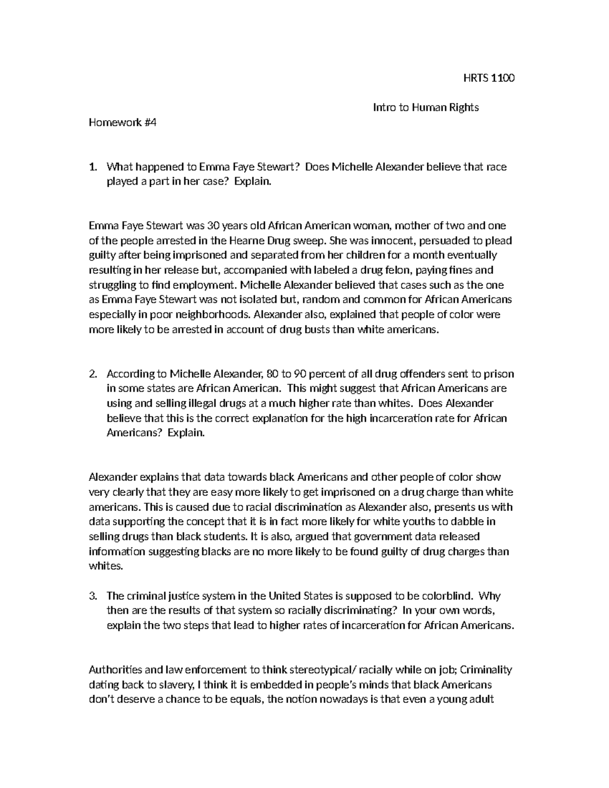 Homework 4 Human Rights - HRTS 1100 Intro to Human Rights Homework #4 1 ...