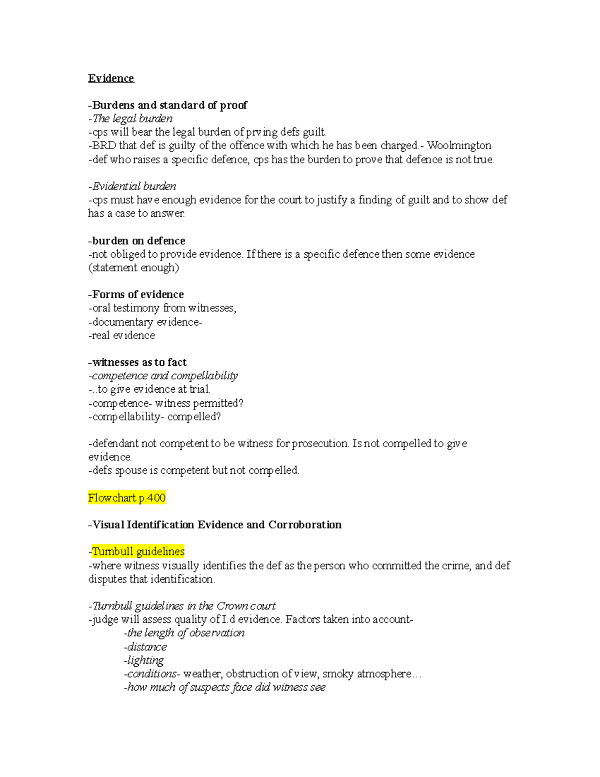 Evidence rev - LPC Checklist - Evidence -Burdens and standard of proof ...