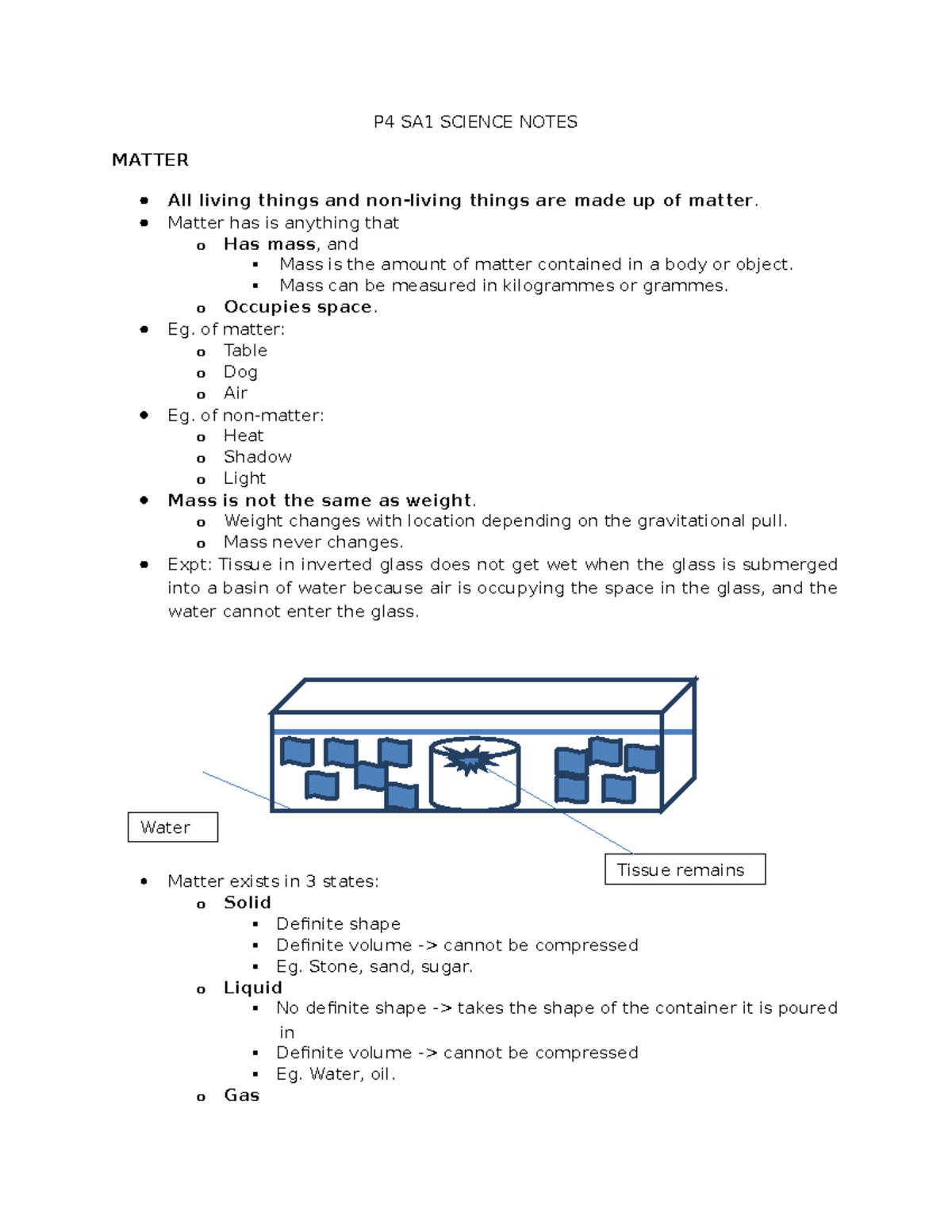 253559571 p4 Sa1 Science Notes Copy - P4 SA1 SCIENCE NOTES MATTER All ...