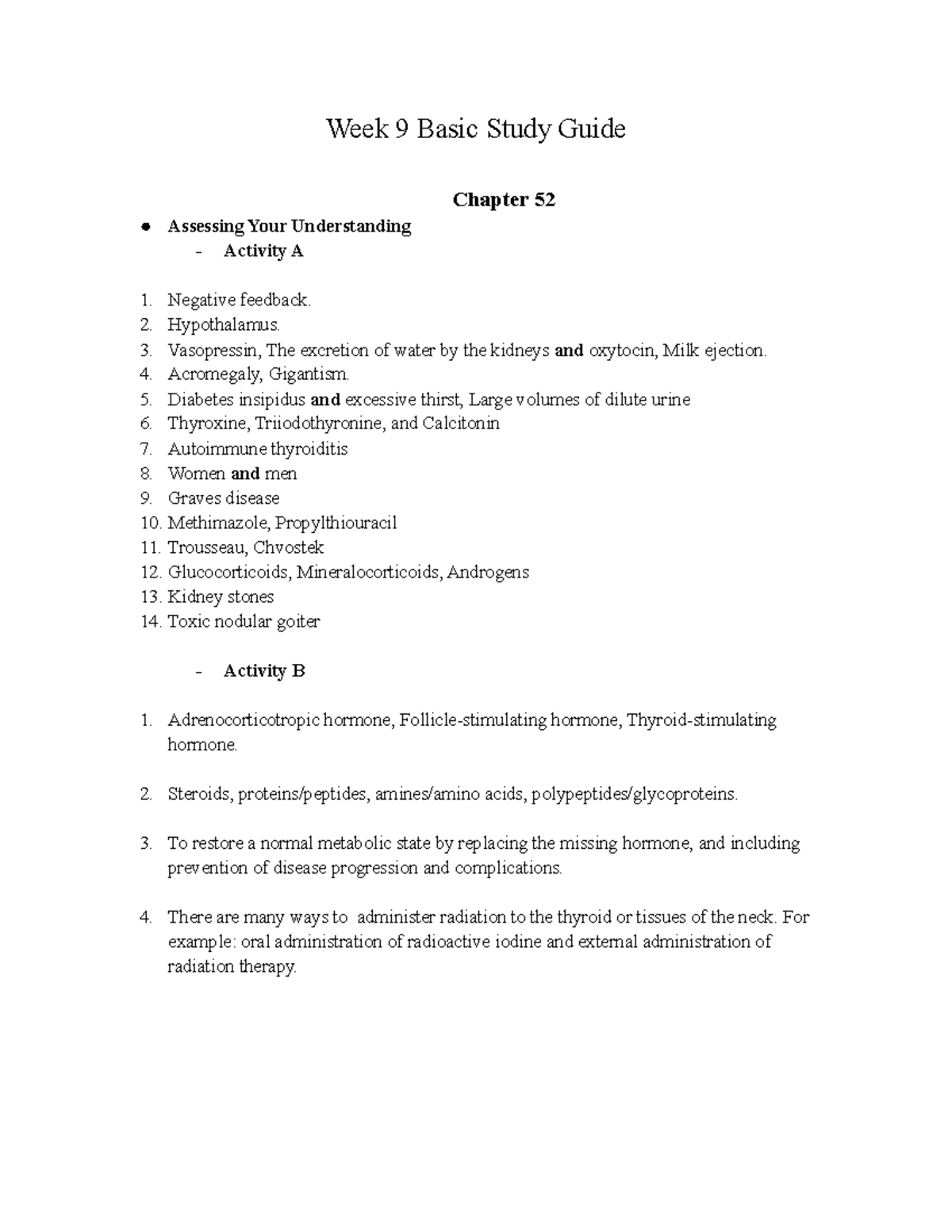 Week 9 Basic Study Guide - Week 9 Basic Study Guide Chapter 52 ...