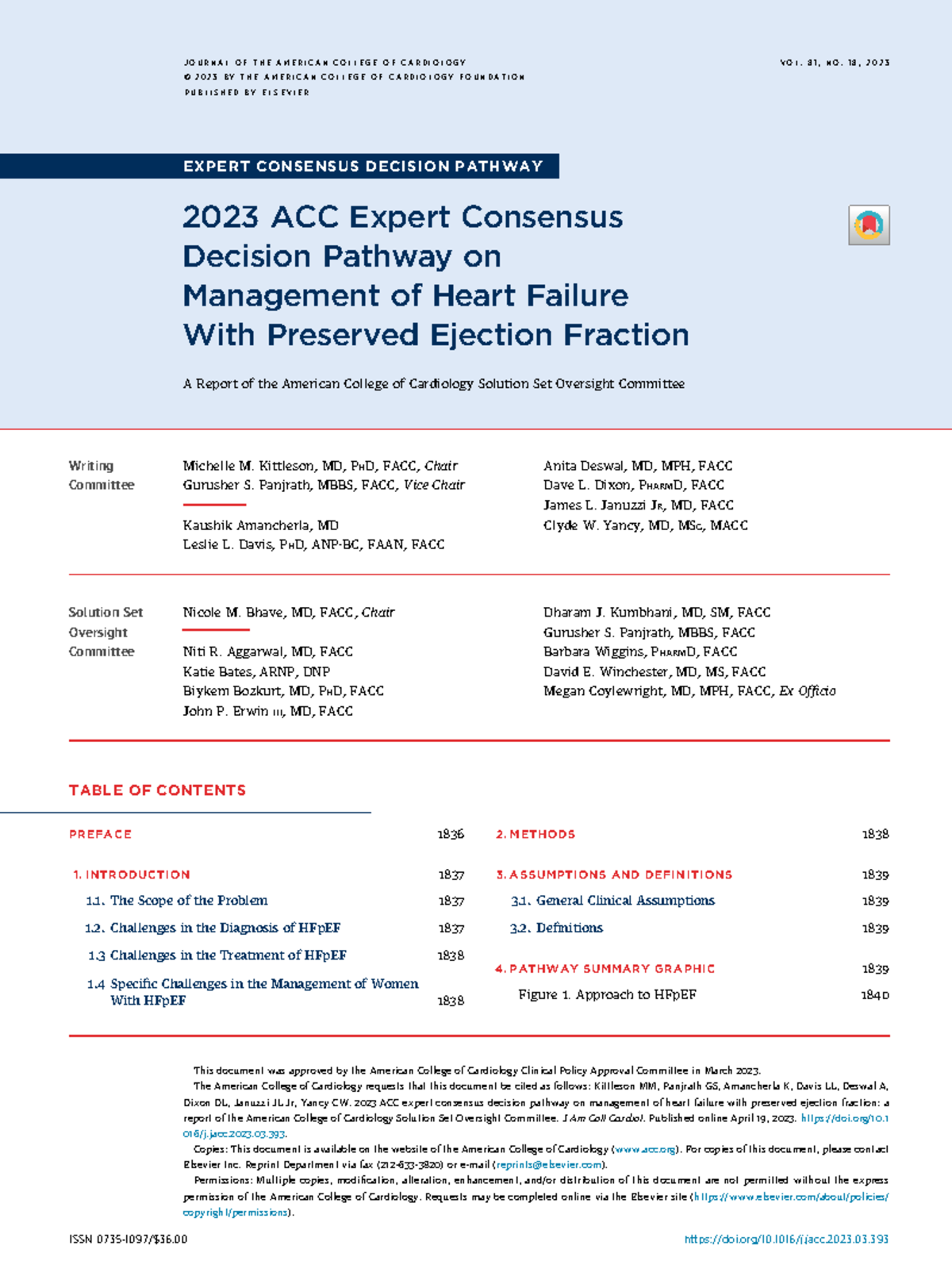 Guia falla preservada ACC 2023 - EXPERT CONSENSUS DECISION PATHWAY 2023 ACC Expert Consensus ...