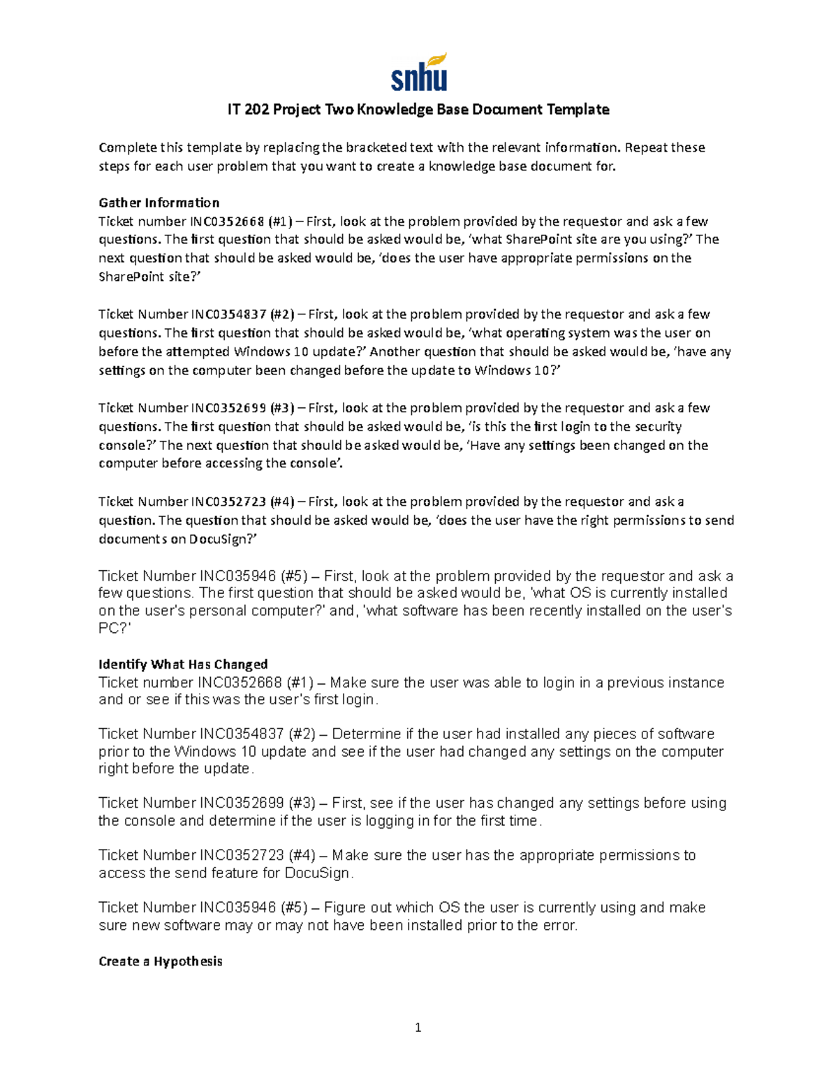 IT 202 Project Two Milestone - IT 202 Project Two Knowledge Base ...