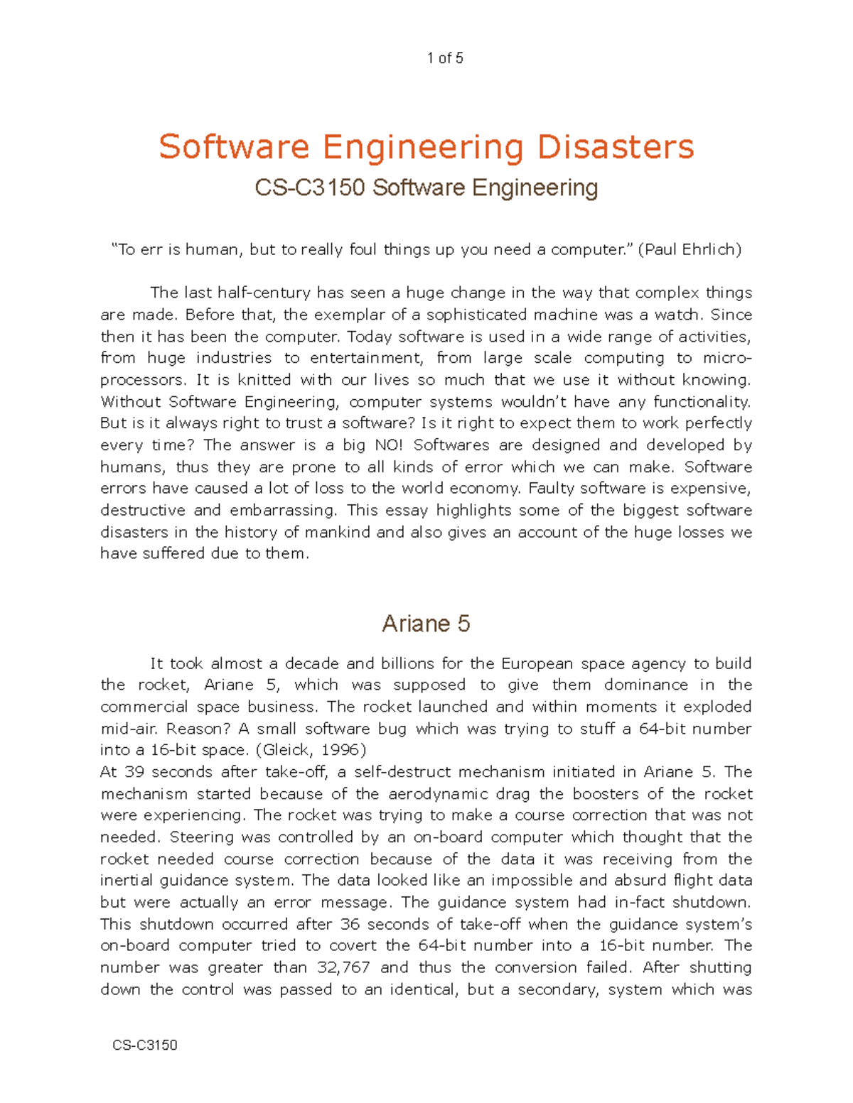 Module 2 - Software Engineering Mod 2 - Software Engineering Disasters ...